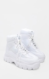 White Flatform Sporty Chunky Trainers | Footwear | PrettyLittleThing