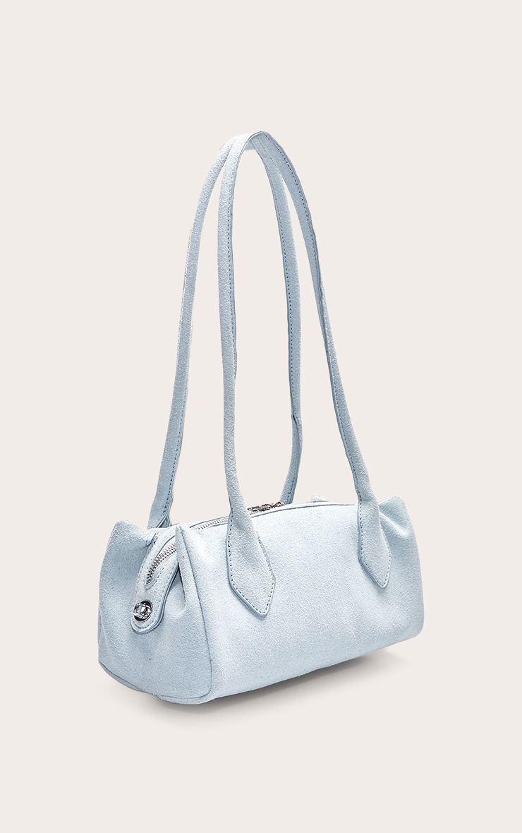 Powder Blue Faux Suede Bowler Shoulder Bag | Accessories ...