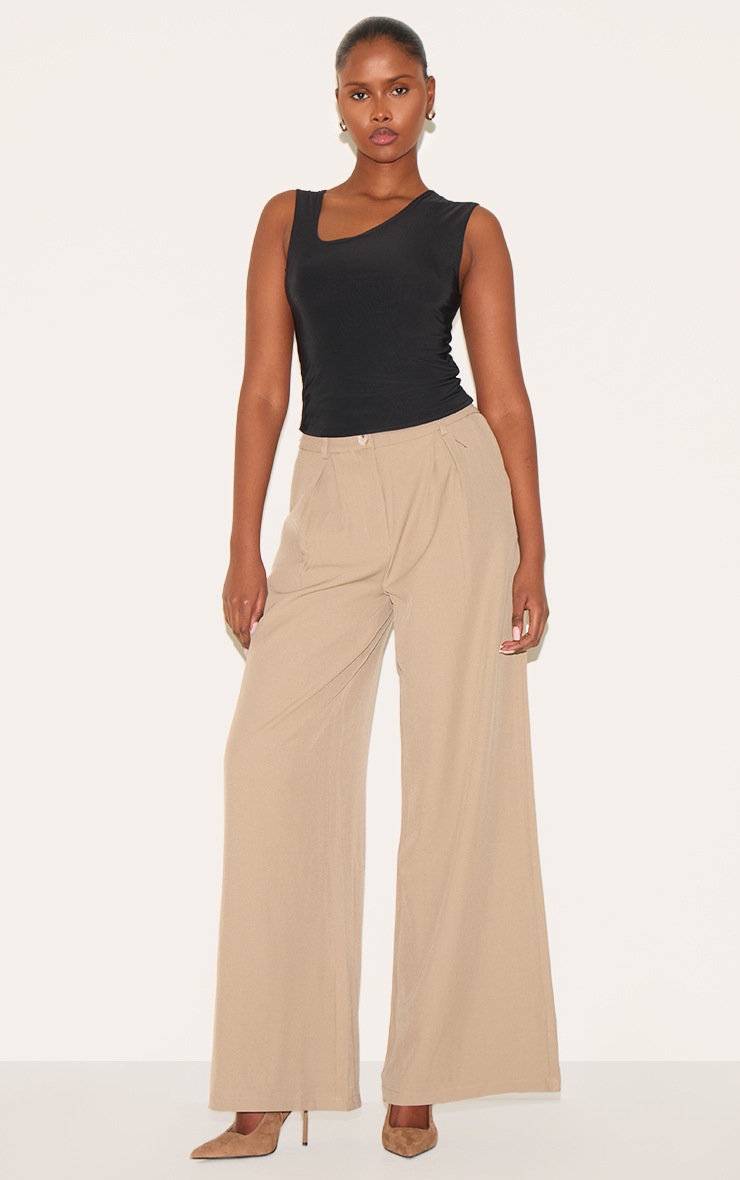 Black Slinky Asymmetric Detail Longline Vest Top | Tops ...