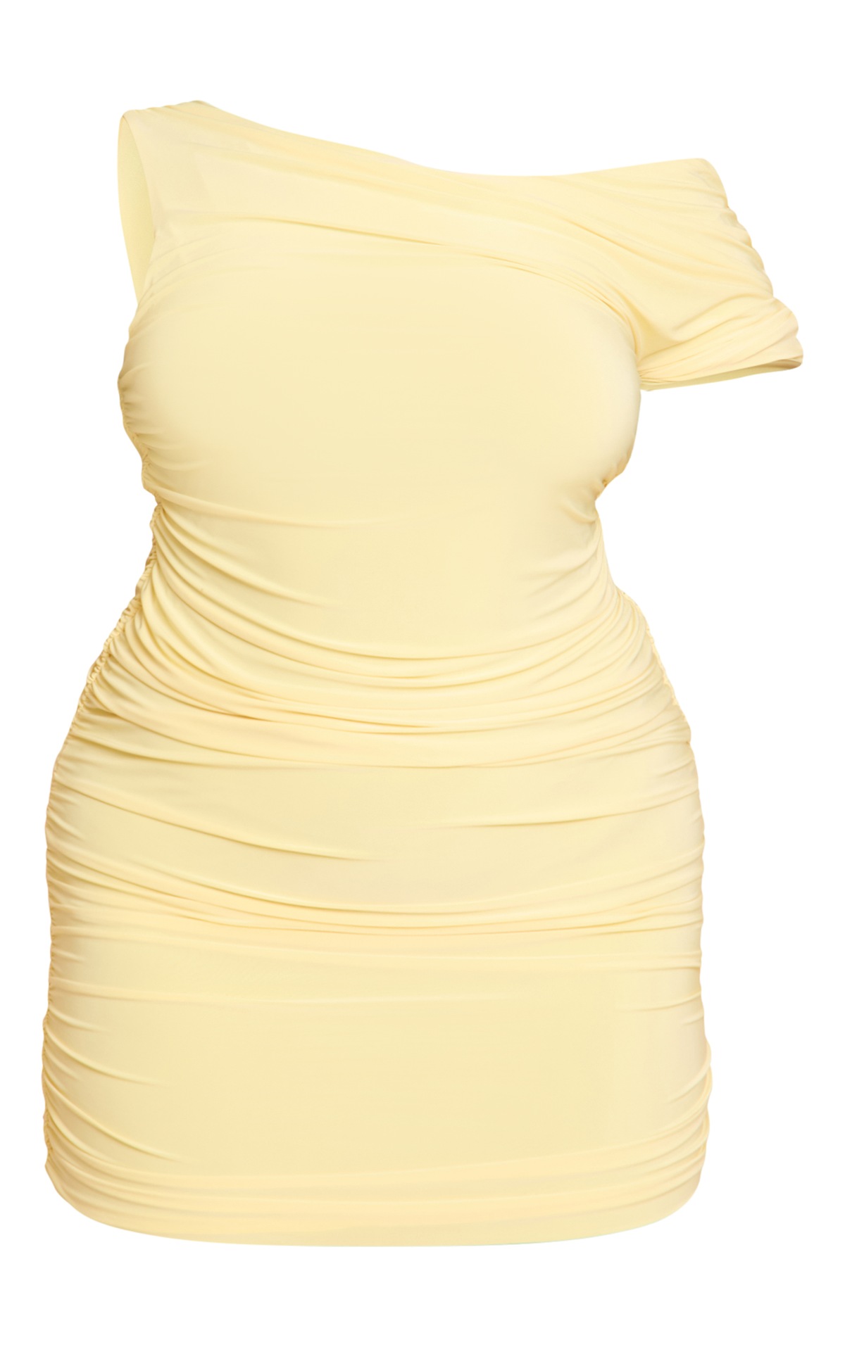 Plus Lemon Double Layer Slinky Drape Mini Dress | Plus Size | PLT