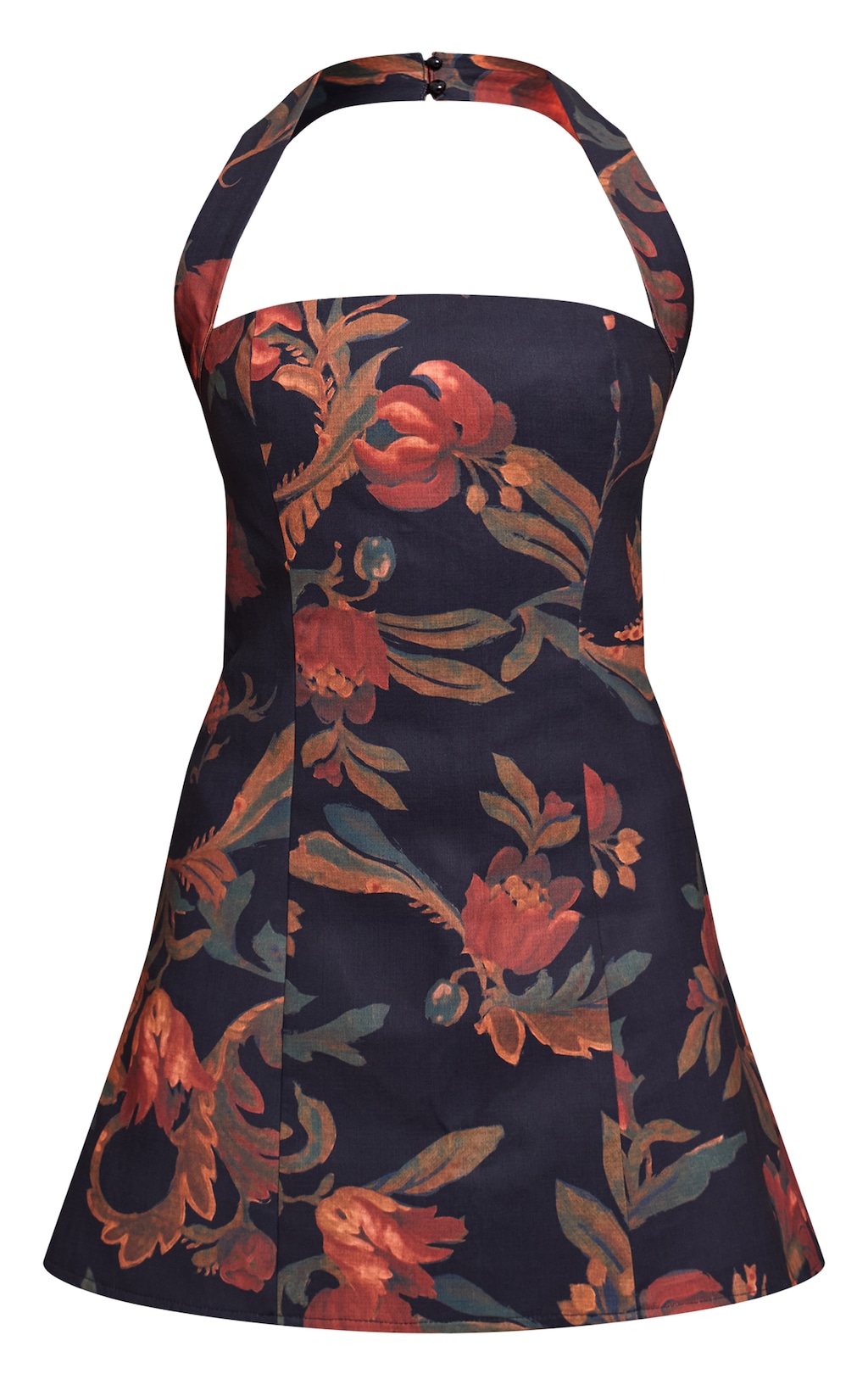 Burnt Orange Floral Square Halterneck A-line Dress | Dresses ...