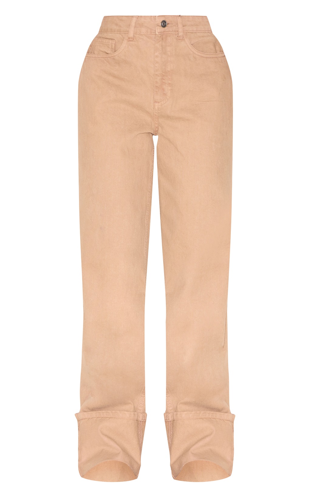 Taupe High Waist Turn Up Leg Jeans | Denim | PLT