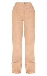 Taupe High Waist Turn Up Leg Jeans | Denim | PrettyLittleThing USA