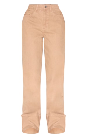 Taupe High Waist Turn Up Leg Jeans | Denim | PLT