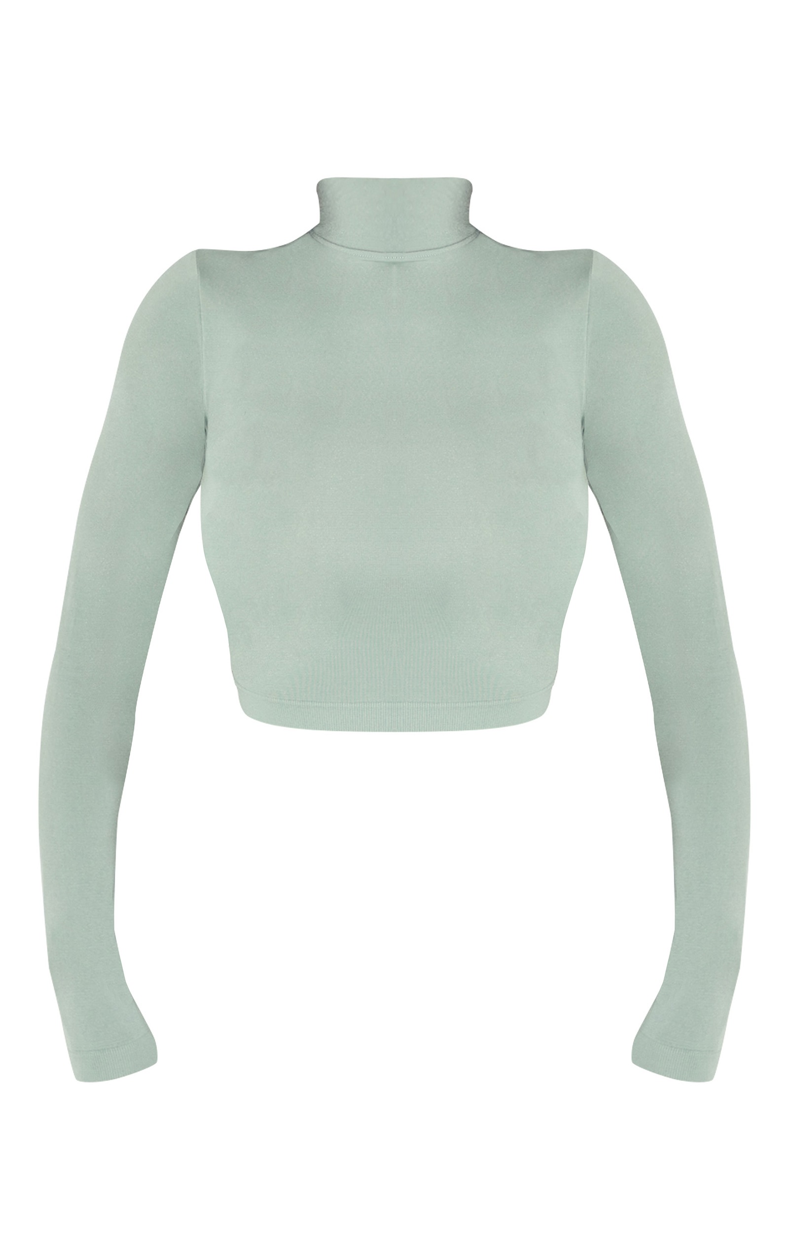 Shape Sage Green Stretch High Neck Long Sleeve Top | Shape | PLT USA