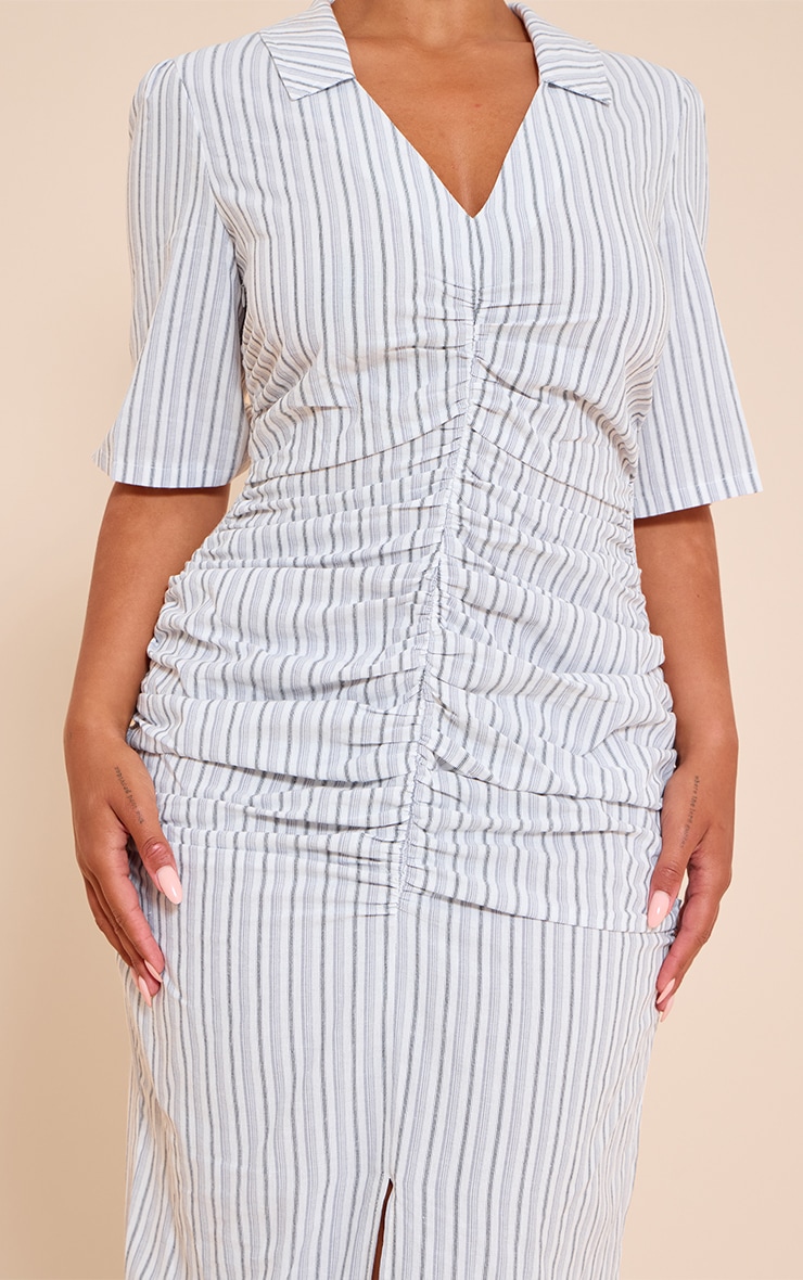 Shape White Striped Collared Split Maxi Dress | Shape ...