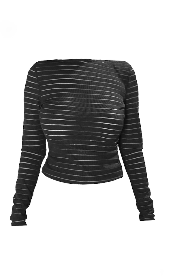 Black Burnout Stripe Scoop Back Top | Tops | PLT