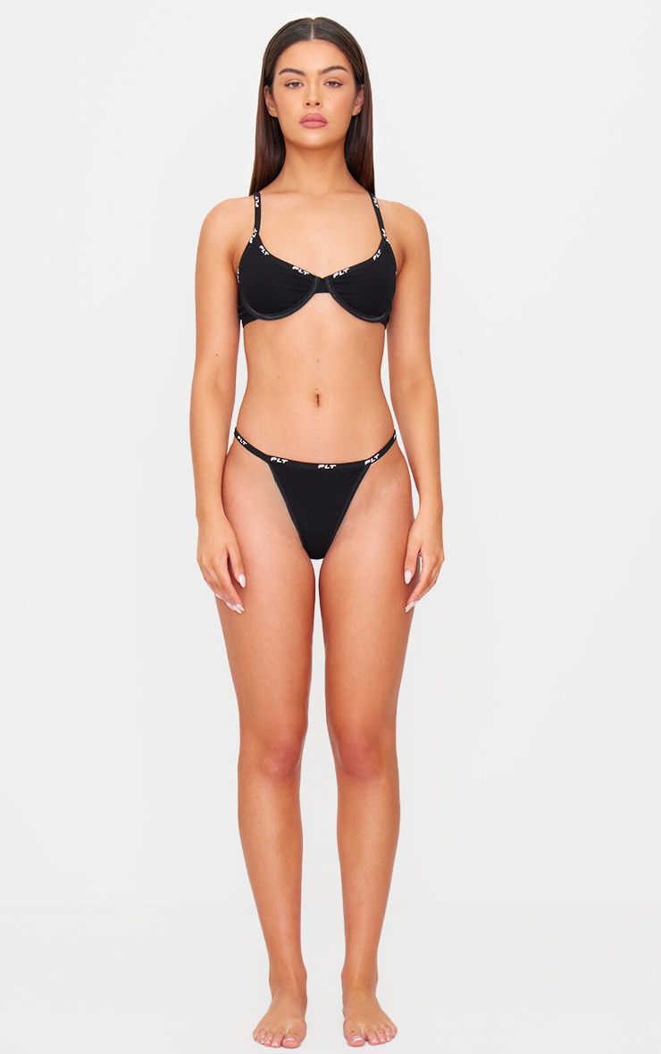 PRETTYLITTLETHING String Fin En Jersey Noir | Lingerie & Pyjamas | PLT FR