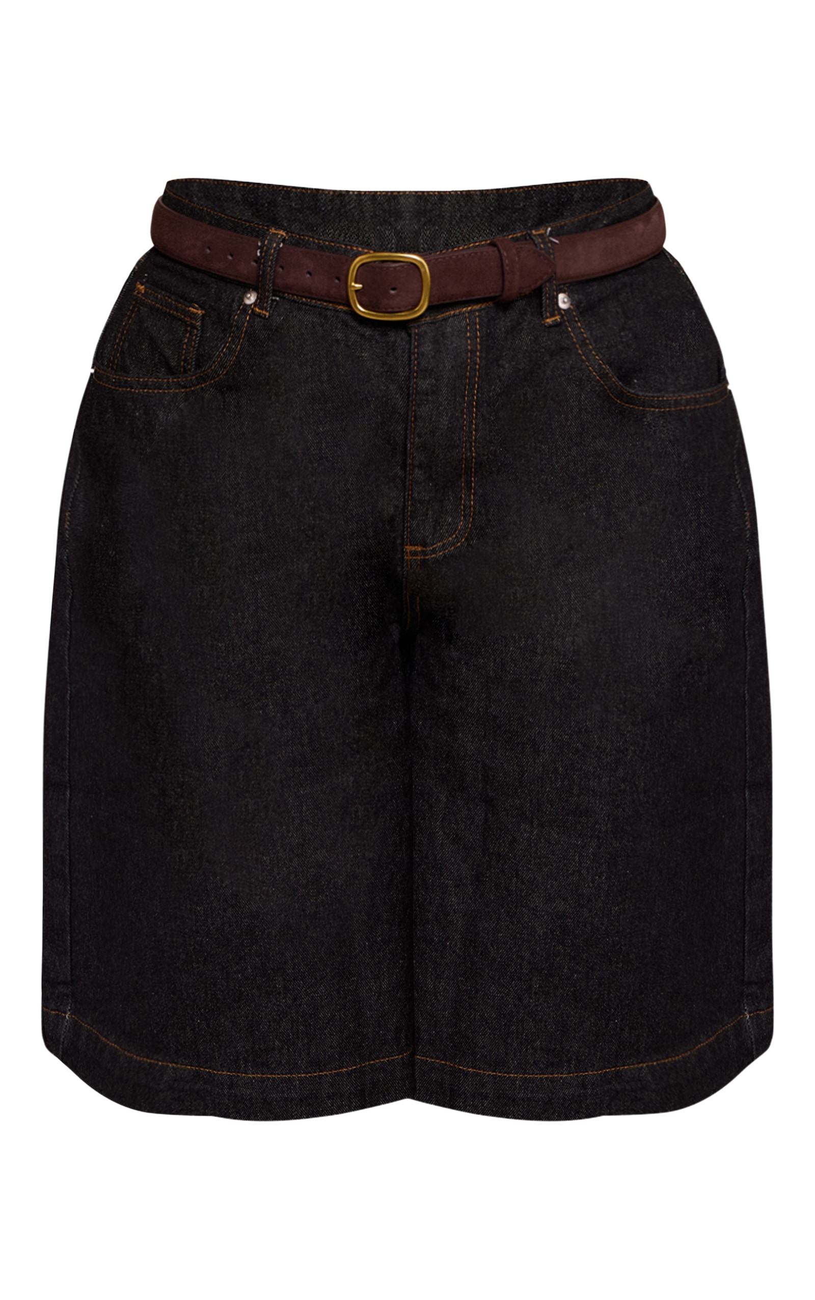 Plus Raw Indigo Wash Longline Denim Jorts | Plus Size | PLT