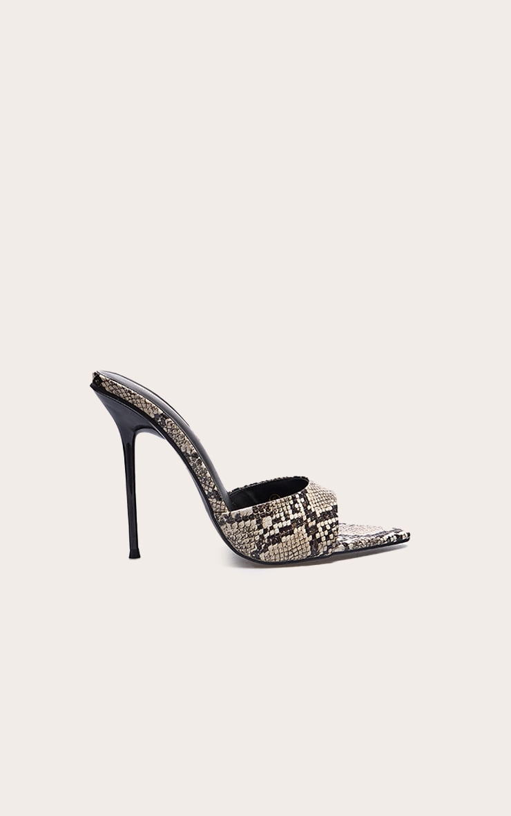 Snake Pu Point Toe High Stiletto Heeled Mules | Footwear ...