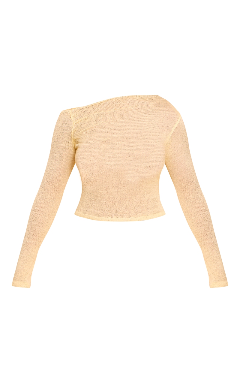 Yellow Asymmetric Filigree Top | Knitwear | PLT