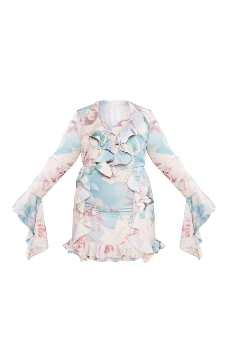 Plus Dusty Pink Floral Woven Ruffle Bodycon Dress | Plus Size ...