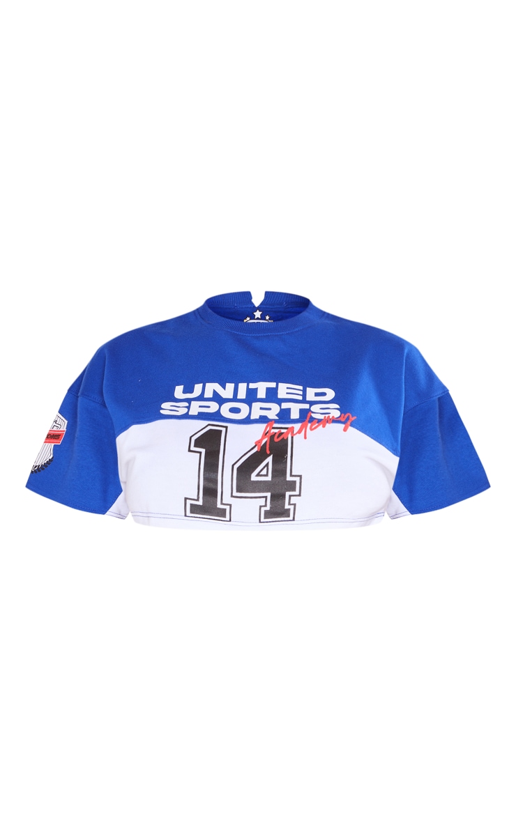 Shape Blue Motorcross Super Crop T-Shirt | PrettyLittleThing USA