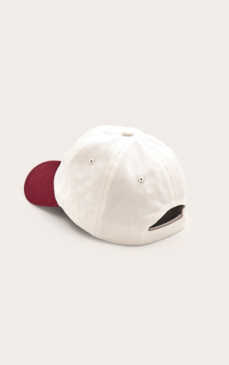 Cream And Burgundy Santa Monica Baseball Cap | Accessories | PLT USA