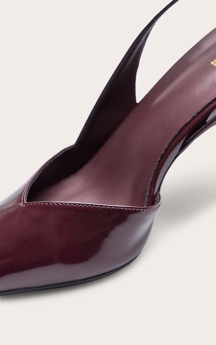 Burgundy Pu Slingback Heeled Court Shoe | Footwear | PLT