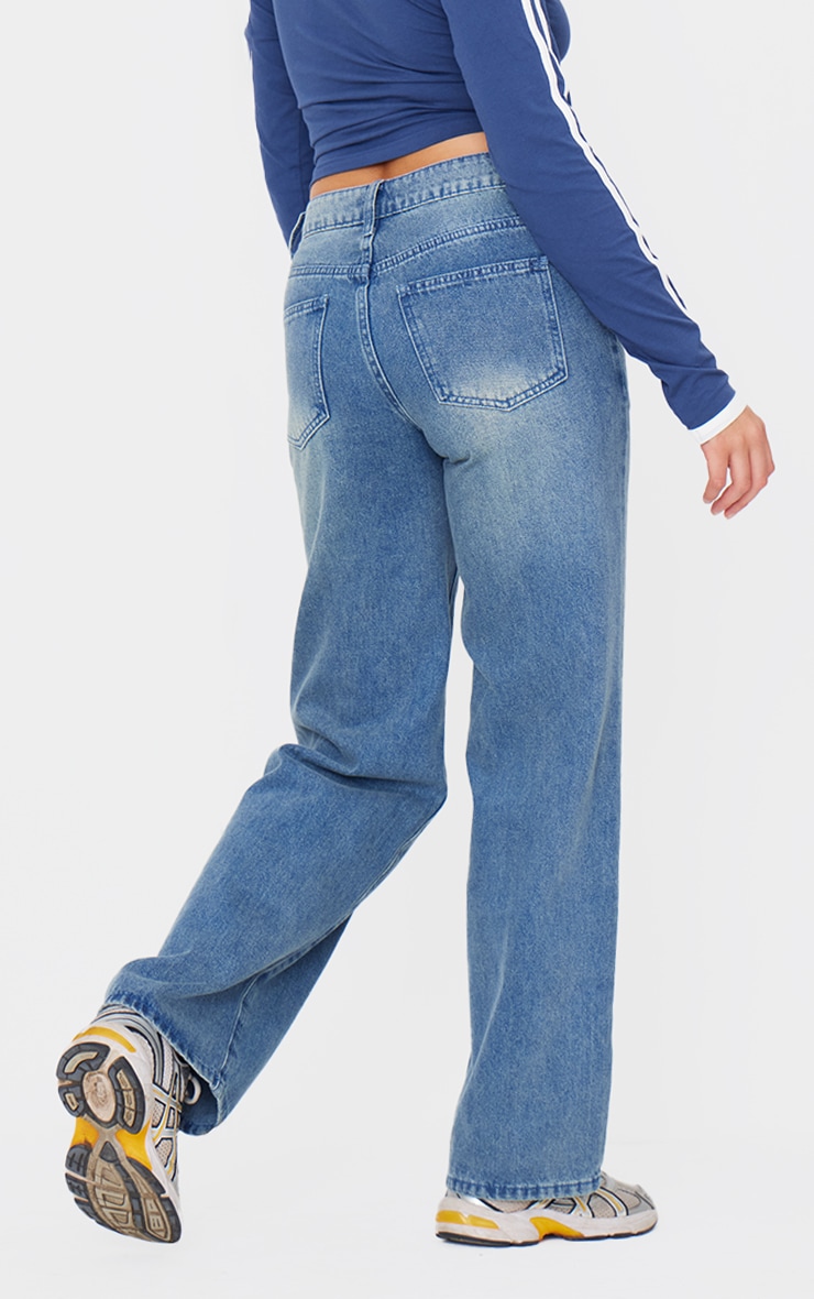 Mid Blue Wash Straight Leg Denim Jeans | Denim | PLT USA