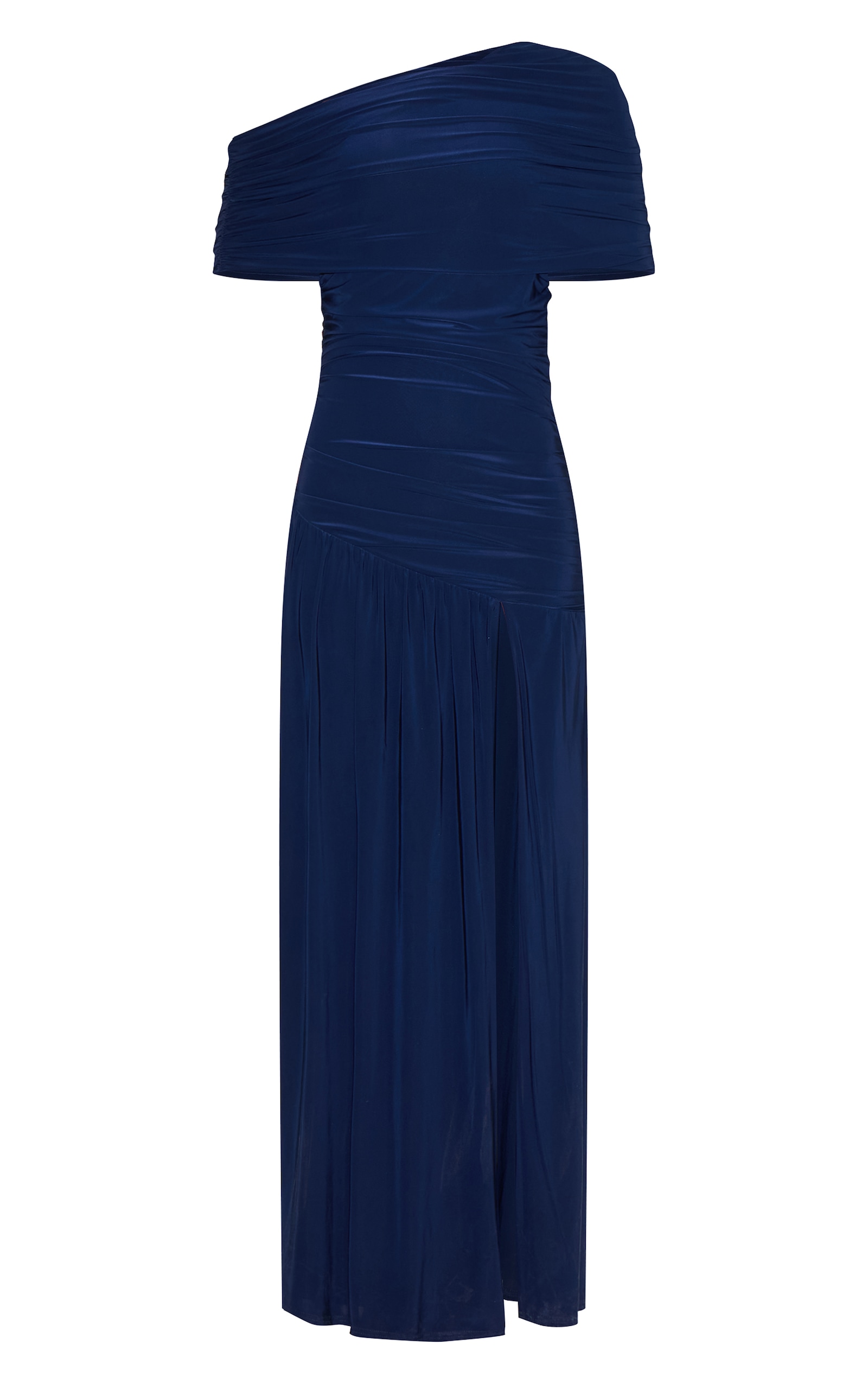 Navy Double Layer Bardot One Shoulder Maxi Dress | Dresses ...