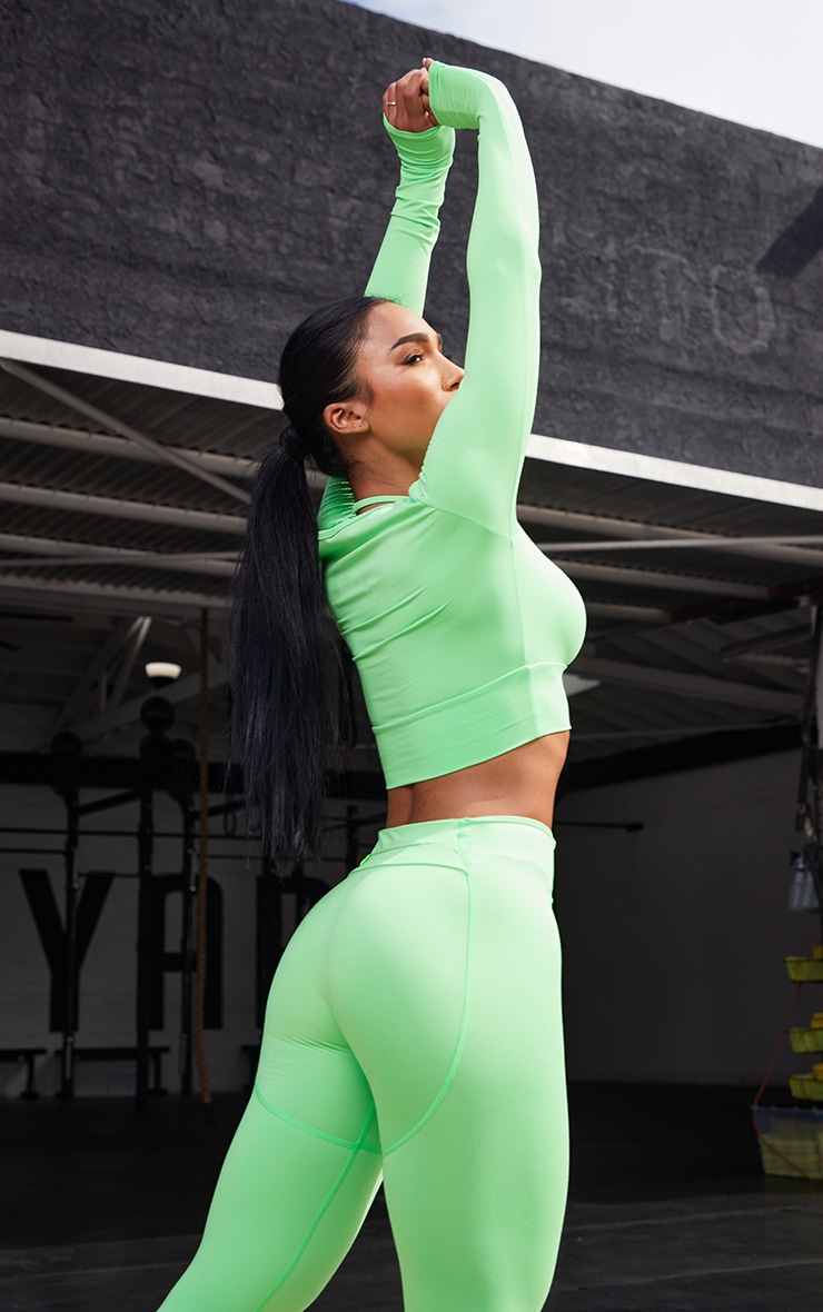 Plt Bright Green Sport Tie Long Sleeve Top | PrettyLittleThing