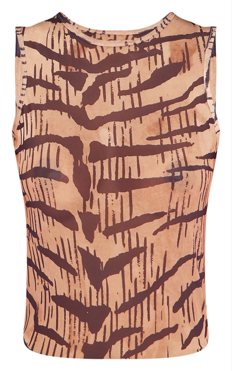 Camel Printed Racer Top | Tops | PrettyLittleThing KSA