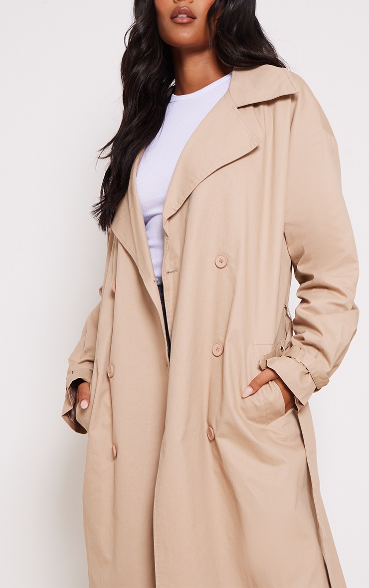 Tall Camel Belted Cuff Detail Trench Coat | Tall | PLT