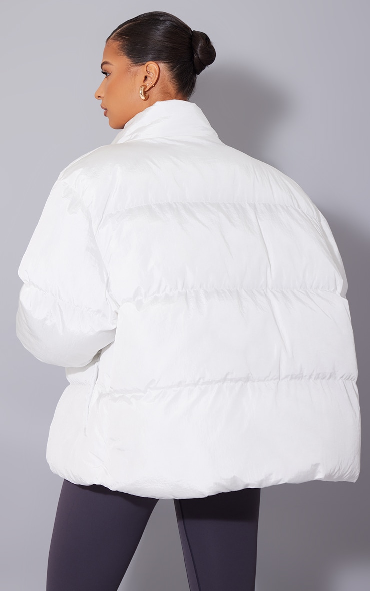 White Crinkle Oversized Panel Padded Puffer | PrettyLittleThing AUS