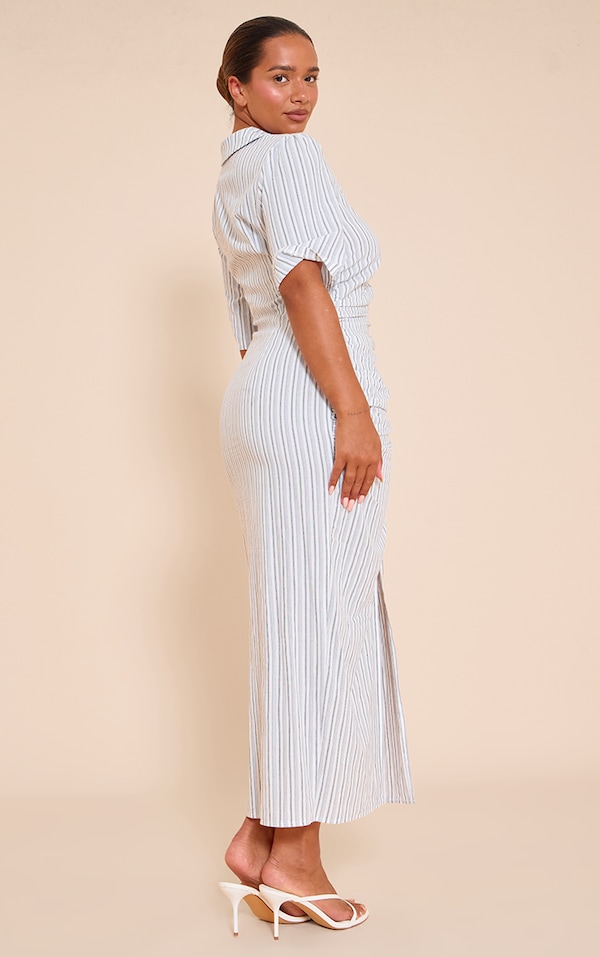 Shape White Striped Collared Split Maxi Dress | Shape ...