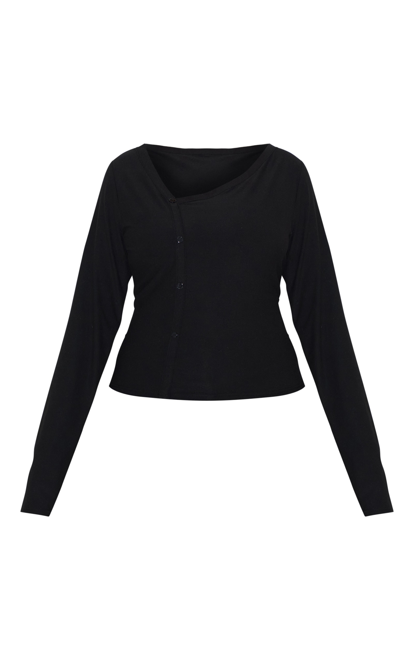 Plus Black Asymmetrical Long Sleeve Crop Top | Plus Size ...