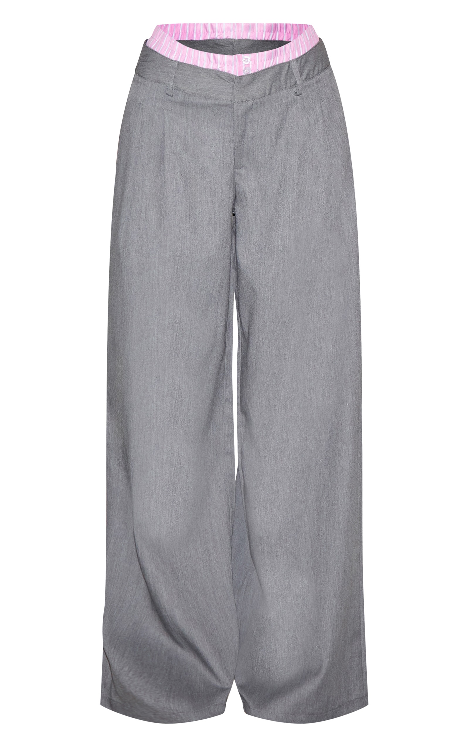 Grey Contrast Stripe Boxer Straight Leg Trouser | Bottoms | PLT