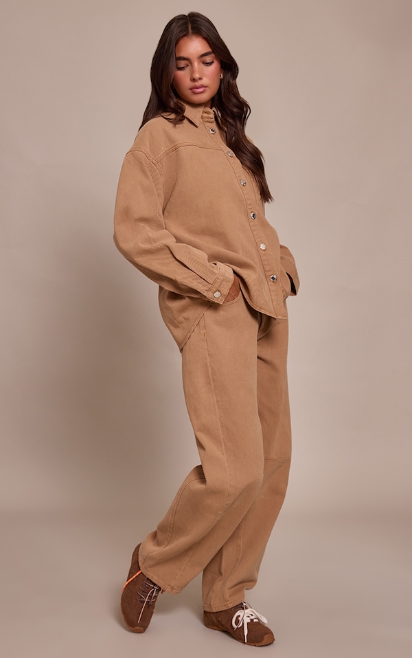 Toffee Oversized Single Pocket Denim Shirt | Denim | PLT USA