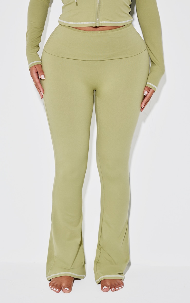Shape Sage Green Sculpted Contrast Stitch Foldover Waist Pants | Shape ...