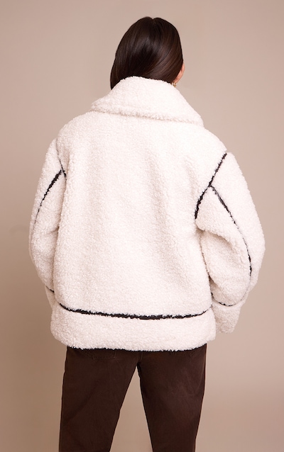 Cream Borg Panel Detail Aviator | Outerwear | PLT