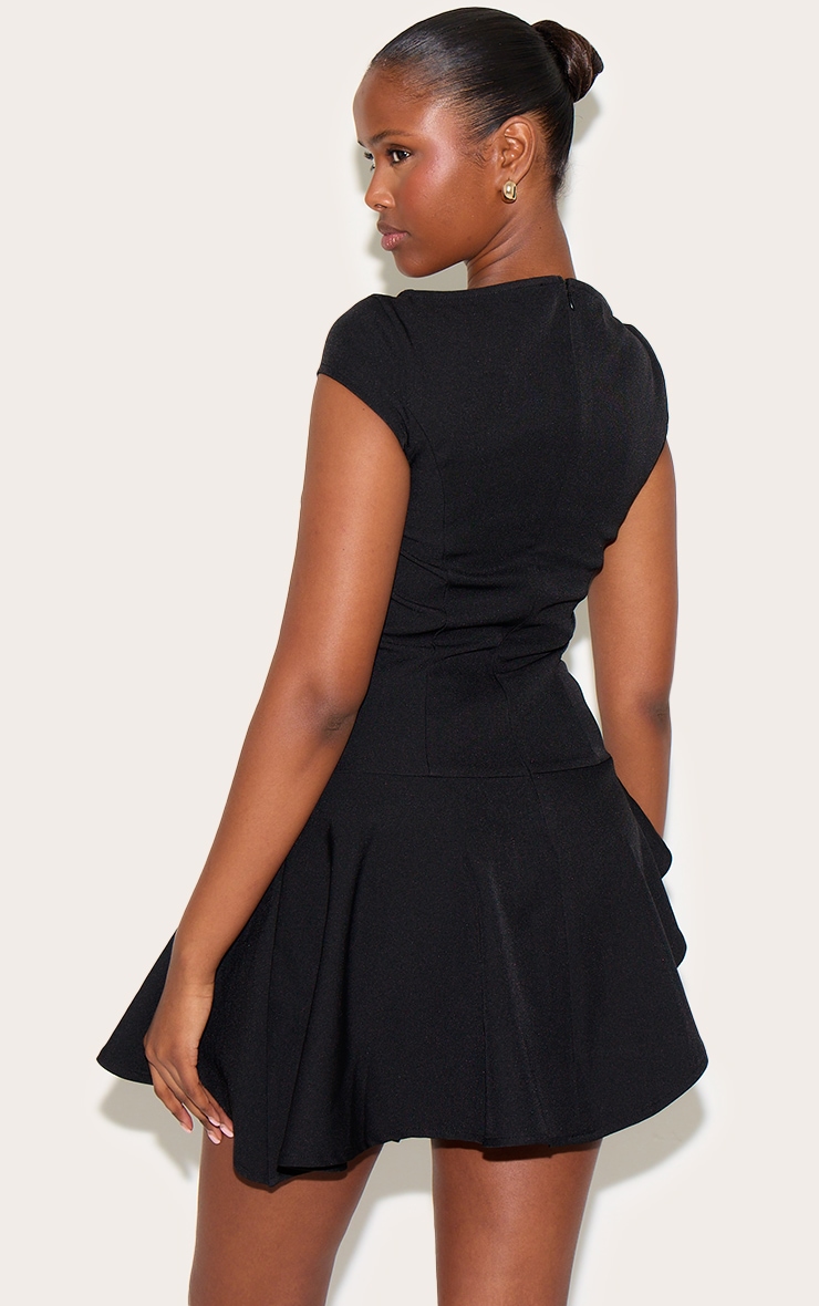 Black Capped Sleeve Asymmetric Layered Shift Dress | Dresses ...