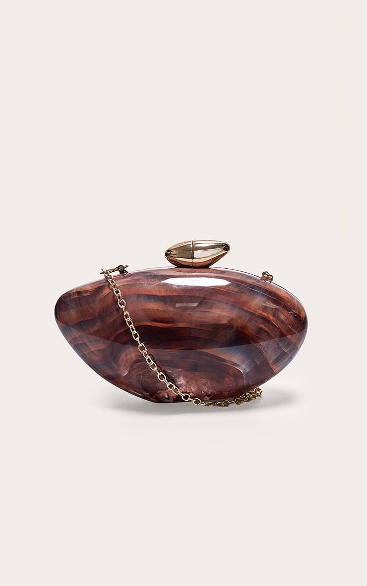 Brown Gradient Shell Hard Clutch Bag | Accessories | PrettyLittleThing QA
