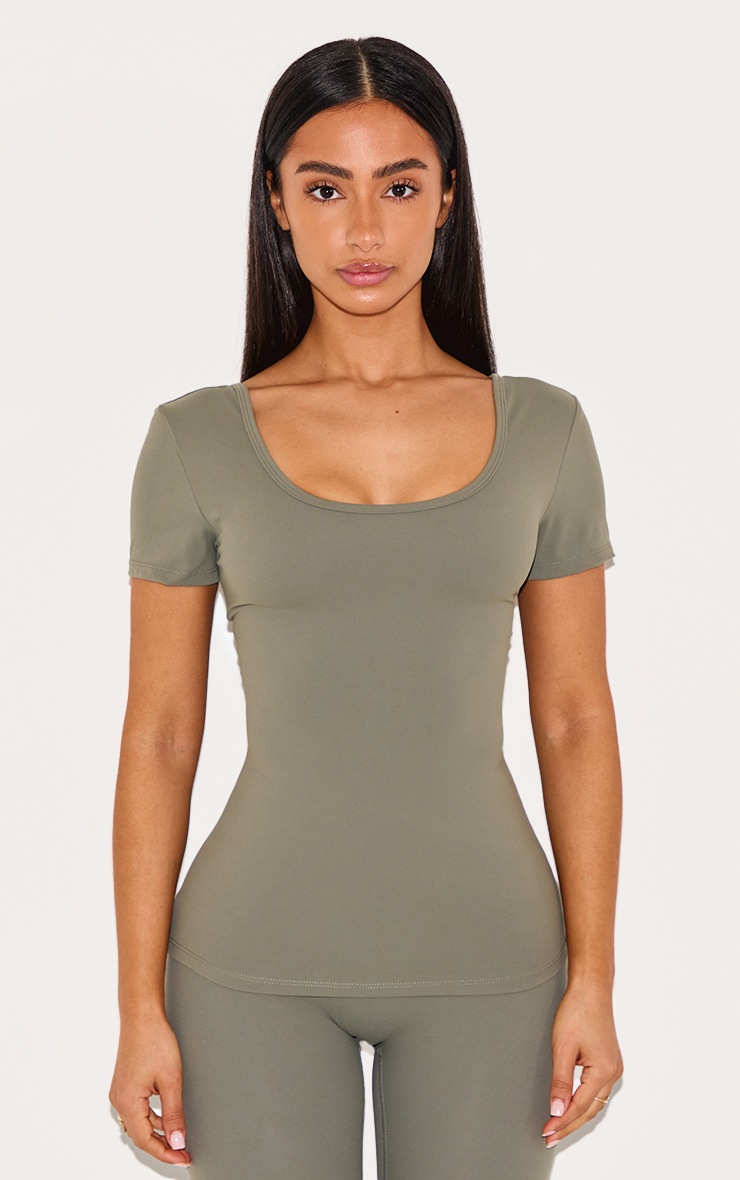 Petite Dark Olive Contour Sculpt Scoop Back Top | Petite ...
