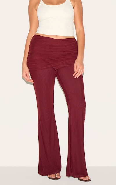 Plus Wine Mesh Foldover Flares | Plus Size | PLT