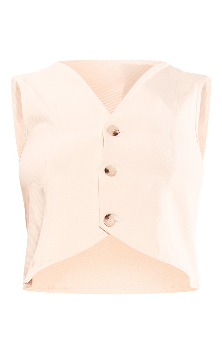 Premium Cream Textured Tailored Seam Vest | PrettyLittleThing USA