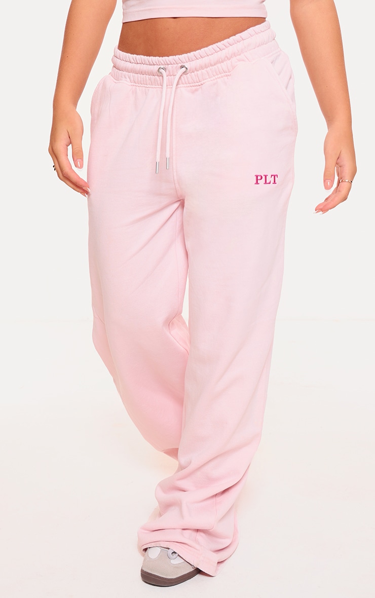 PLT Light Pink Washed Low Rise Wide Leg Jogger | Athleisure | PLT