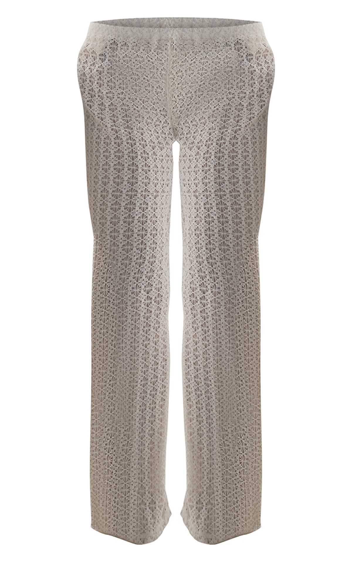 Cream Crochet Low Waist Wide Leg Beach Trousers | Swimwear | PLT
