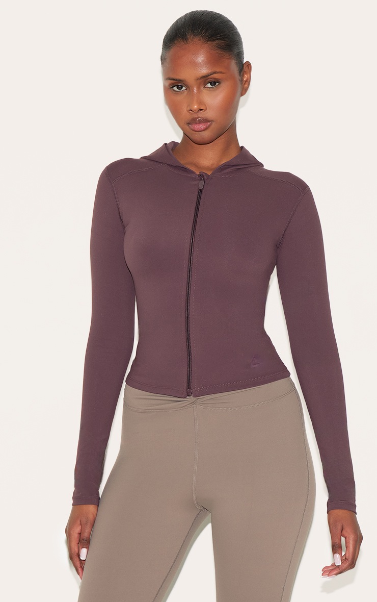 Dark Chocolate Sculpt Hooded Gym Jacket | Activewear ...