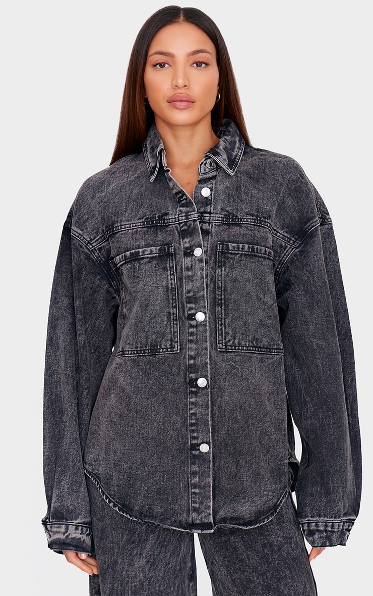 Veste En Jean Oversize Grise Délavée | Tall | PrettyLittleThing FR