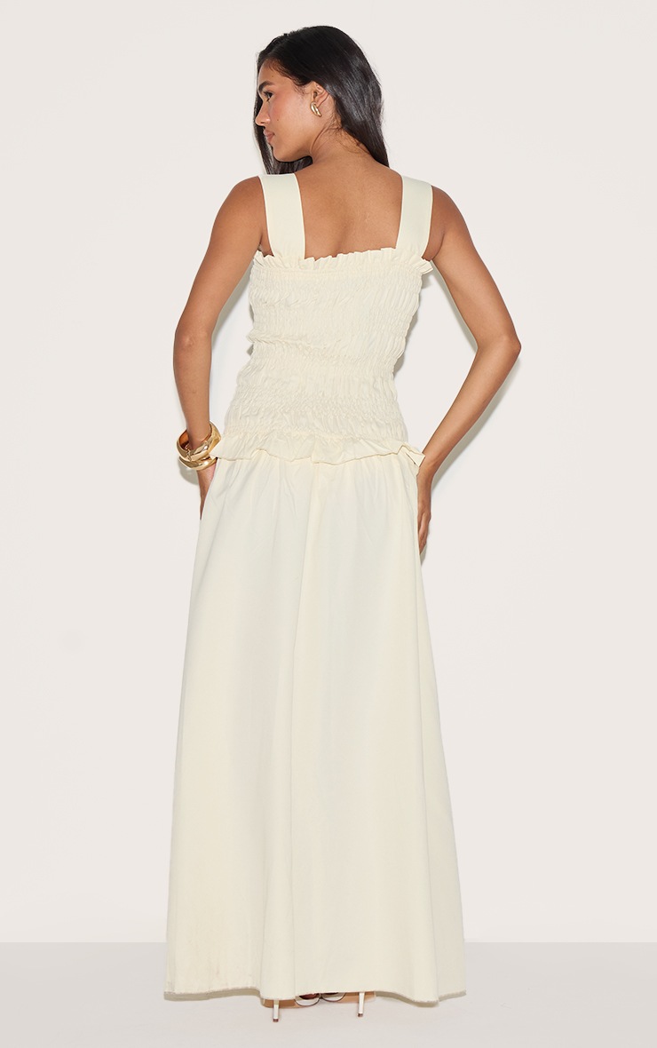 Butter Yellow Shirred Frill Detail Maxi Dress | Dresses ...