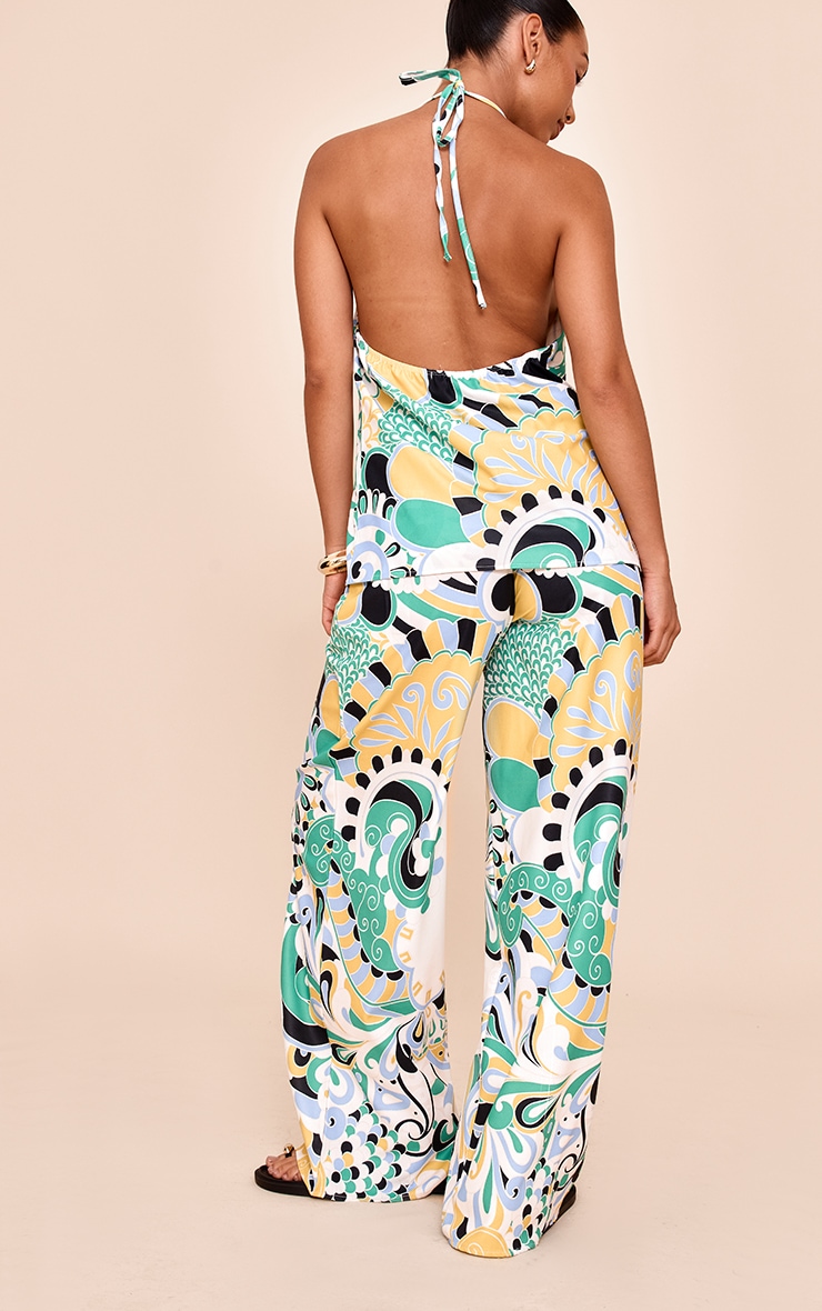 Multi Abstract Woven Floaty Wide Leg Trousers | Co-ords | PLT