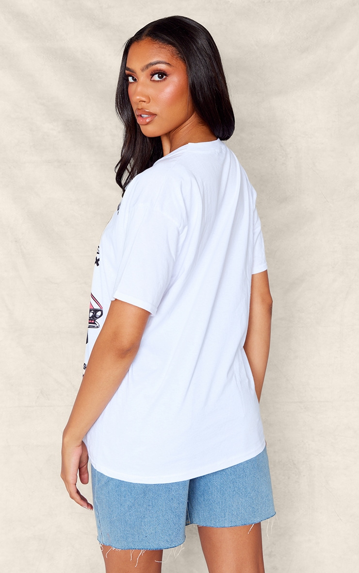 White Daytona Car Print T Shirt | Tops | PrettyLittleThing USA