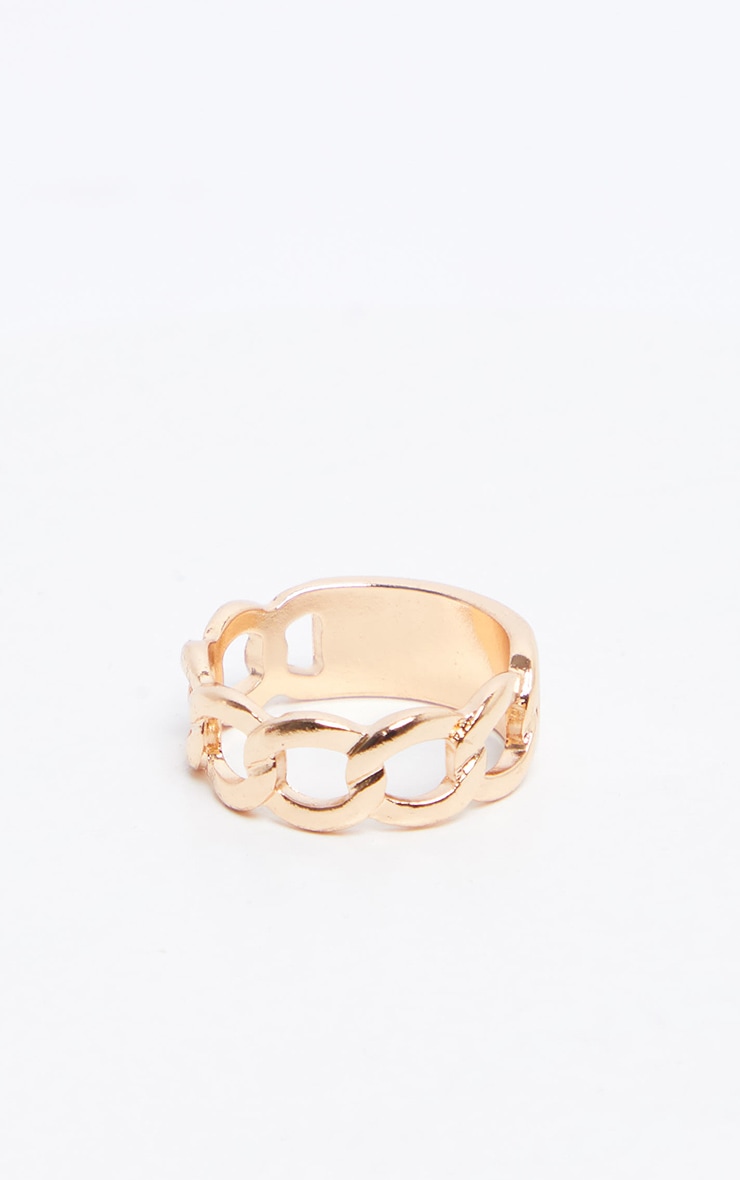 Gold Chain Love Ring | Accessories | PrettyLittleThing IE