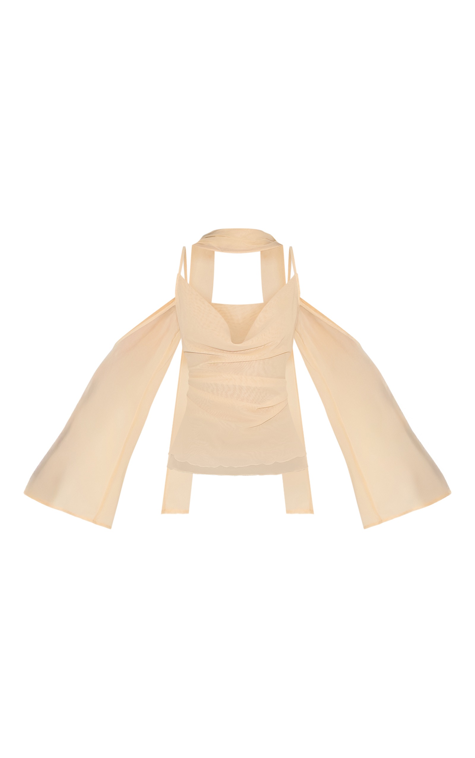 Almond Chiffon Drape Scarf Long Top | Tops | PrettyLittleThing USA