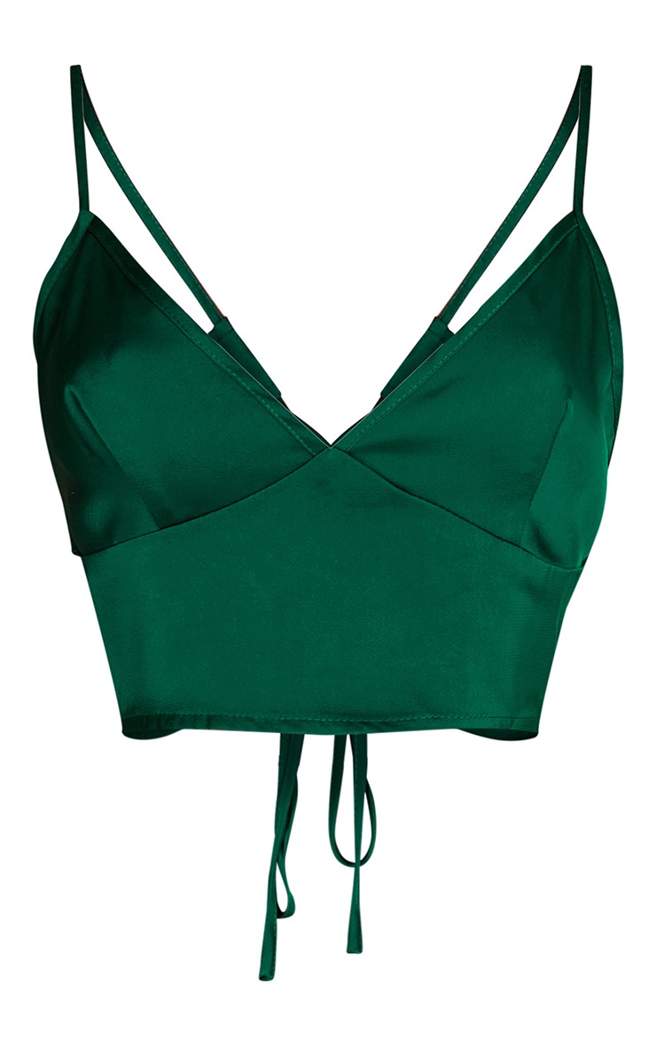 Forest Green Satin Tie Back Bralet | Co-ords | PrettyLittleThing USA