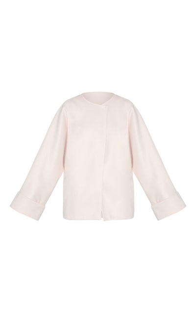 Cream Wool Look Batwing Jacket | Outerwear | PLT USA