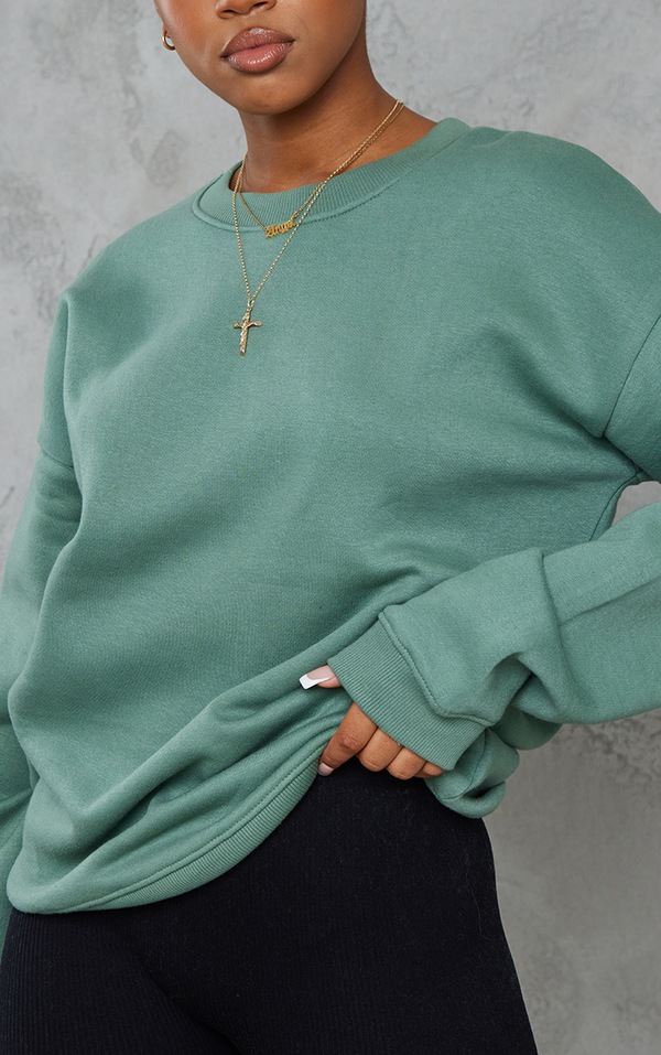 Teal Oversized Sweatshirt | Tops | PrettyLittleThing CA