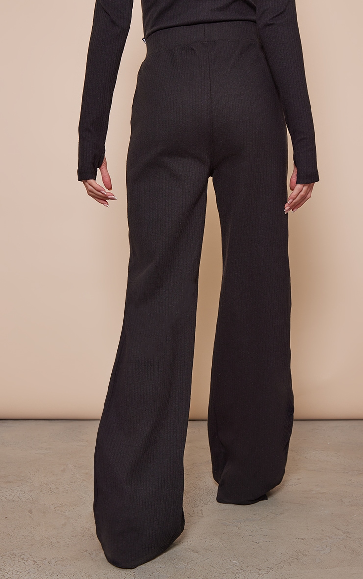 Plt Black Badge Wide Leg Rib Pants | PrettyLittleThing USA