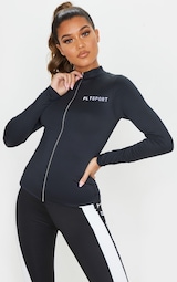 PLT Black Zip Up Sports Jacket | PrettyLittleThing USA